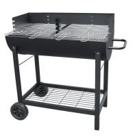 China Outdoor Garden Party BBQ Grill with Trolley Cooking Area 67*38 cm Chrome Plated Finish for sale