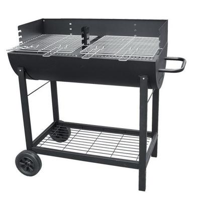 China Outdoor Garden Party BBQ Grill with Trolley Cooking Area 67*38 cm Chrome Plated Finish for sale