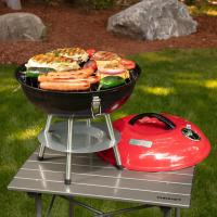 China Apple Shape Charcoal Grill Portable Outdoor Camping Ball Mini Barbeque with Locking Lid for sale