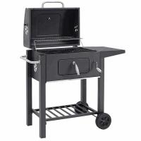 China UK Hotsale Outdoor Trolley Barbecue Grills BBQ Charcoal Barbeque Grills Smoker with Side Shelf for sale