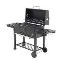China Outdoor Black Iron Steel Trolley Charcoal Grill 167.5*69*108 cm for sale