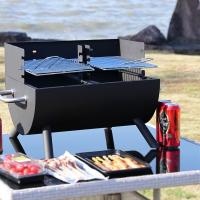 China BBQ Half Drum Barrel Steel Picnic Camping Garden Patio Smoker Charcoal Grill Package Size 88.5*49*25 CM for sale