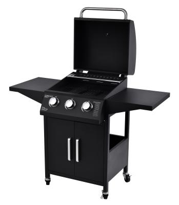 China High Temp Powder Coated 3 Burner Gas Grill with 2 Foldable Side Board Natural Gas for sale