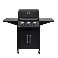 China High Temp Powder Coated 3 Burner Gas Grill with 2 Foldable Side Board Natural Gas for sale