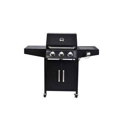 China Flat Top Garden Gas BBQ Grill with Side Cooker 3 1 Steel Flame Safety Device 13000BTU*4 for sale