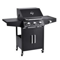 China Flat Top Garden Gas BBQ Grill with Side Cooker 3 1 Steel Flame Safety Device 13000BTU*4 for sale