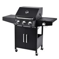 China Flat Top Garden Gas BBQ Grill with Side Cooker 3 1 Steel Flame Safety Device 13000BTU*4 for sale