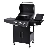 China Flat Top Garden Gas BBQ Grill with Side Cooker 3 1 Steel Flame Safety Device 13000BTU*4 for sale