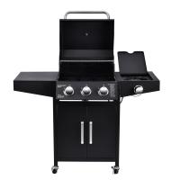 China Flat Top Garden Gas BBQ Grill with Side Cooker 3 1 Steel Flame Safety Device 13000BTU*4 for sale