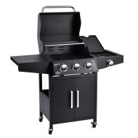 China Flat Top Garden Gas BBQ Grill with Side Cooker 3 1 Steel Flame Safety Device 13000BTU*4 for sale