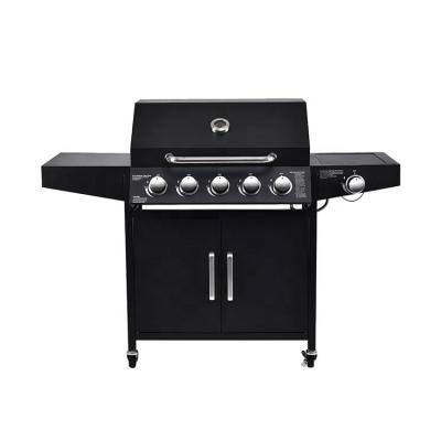 China 141*55*109 cm Garden 304 Ss 10000Btu 5 Burner Gas Smoke Grill Machine With Side Burner for sale