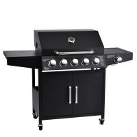 China 141*55*109 cm Garden 304 Ss 10000Btu 5 Burner Gas Smoke Grill Machine With Side Burner for sale