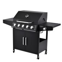 China 141*55*109 cm Garden 304 Ss 10000Btu 5 Burner Gas Smoke Grill Machine With Side Burner for sale