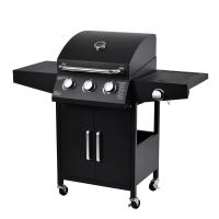 China 40000BTU Stainless Steel Gas 3 1 Burners BBQ Trolley Gas BBQ Grill Outdoor with Cabinet for sale