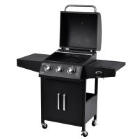 China 40000BTU Stainless Steel Gas 3 1 Burners BBQ Trolley Gas BBQ Grill Outdoor with Cabinet for sale