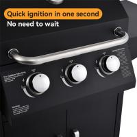 China Indoor and Outdoor Multi-Stage Regulation 3 Burner Black Commercial Gas Bbq Grill Machine for sale