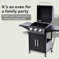 China Indoor and Outdoor Multi-Stage Regulation 3 Burner Black Commercial Gas Bbq Grill Machine for sale