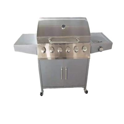 China YF-01ZW06-BS Heavy-Duty Stainless Steel 6 1 Burners BBQ Gas Grill with Powder Coating for sale