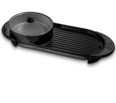 China 230V 2 in 1 Multi-function 2200W Cast Aluminum Non-stick Cooking Pan Grill With Hot Pot for sale