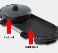 China 230V 2 in 1 Multi-function 2200W Cast Aluminum Non-stick Cooking Pan Grill With Hot Pot for sale