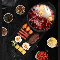 China 230V 2 in 1 Multi-function 2200W Cast Aluminum Non-stick Cooking Pan Grill With Hot Pot for sale