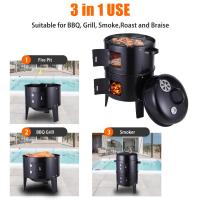 China 3-in-1 Heavy Duty Tower Charcoal Barbeque Grill Smoker for Outdoor Cooking Fun for sale