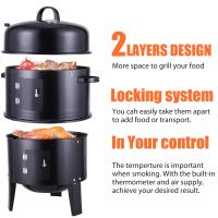 China Thermometer Equipped 3-in-1 Vertical Steel Charcoal Smoker for Home Party Celebration for sale