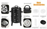 China Thermometer Equipped 3-in-1 Vertical Steel Charcoal Smoker for Home Party Celebration for sale