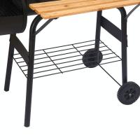 China Large Double Barrel Charcoal Grid BBQ Smoker Dia. 4mm Galvanized Side Table Included for sale