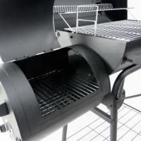 China Surface High Temp. Powder Coated Two Chambers Offset Smokers Trolly BBQ with Chimney for sale