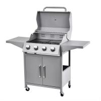 China Outdoor Commercial Stainless Steel Gas BBQ Grill with Side Table Custom Logo Acceptable for sale