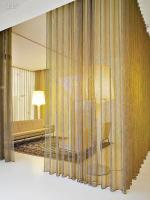China Wooden Metal Coil Drapery Anodized Finish Wire Mesh Curtain for sale