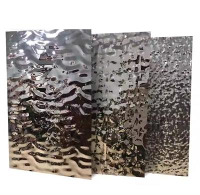 China Customized Made Water Ripple 201 Stainless Steel Sheet For Lobby Wall Panel And Low Maintenance for sale