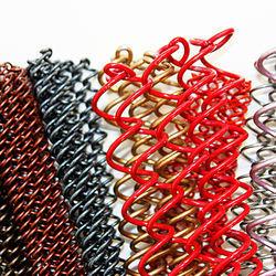 China Woven Mesh Curtain Pattern On Metal Coil Drapery Customized Height Incombustible for sale