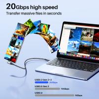 China High Speed USB C 20Gbps Cable 100W USB C Right Angle Cable Black 4K HDR Video Output for sale