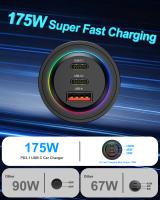 China High Speed USB C Car Adapter 12V / 24V  Compact Car Charger 175W for sale