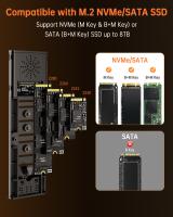 China Tool Free NVMe To USB Enclosure 4TB M.2 NVMe SATA SSD Enclosure 10Gbps For SSDs 2230 2242 2260 2280 for sale