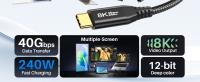 China 1M USB4 Cables 8K 60Hz Video Fast Charging Type C Cable 240W EPR 40Gbps Compatible With Thunderbolt 4 3 for sale