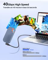 China PD 3.1 L Shaped Cable 8K Video Display Right Angled USB C Cable Docking Station for sale