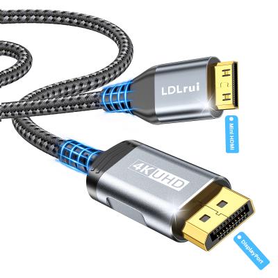 China Unidirectional 3FT DP To Mini HDMI Cable 4K 60Hz 2K 120Hz 1080P 240Hz Laptop Monitor Cable for sale