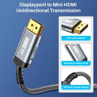 China 3M 9FT Displayport 1.2 To HDMI Cable 4K 60Hz 2K 120Hz 1080P 240Hz Unidirectional Mini HDMI Cable for sale