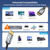 China 3M 9FT Displayport 1.2 To HDMI Cable 4K 60Hz 2K 120Hz 1080P 240Hz Unidirectional Mini HDMI Cable for sale