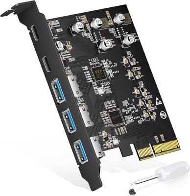 China 5 Port PCIe USB Expansion Card Data Transfer USB PCIe Card 10Gbps 2 USB C And 3 USB A for sale