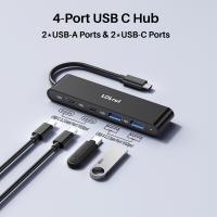 China Silver / Black 4 Port USB C Hub 10Gbps USB C And A Hub For Laptop PC Mac External SSD for sale