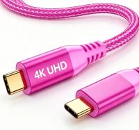 China PD Fast Charging USB C 20Gbps Cable Nylon Braided Pink USB C Cable 4K HDR Video Display for sale