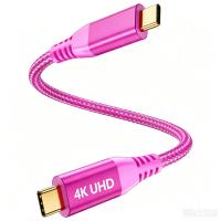 China Pink Braided USB C Cable Straight Angle 4K Video Cable Durable For Commercial Workspaces for sale