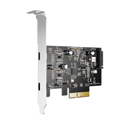 China 10Gbps PCIe USB C Expansion Card Dual Port Type C PCI Express X4 Card for sale