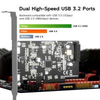 China 10Gbps PCIe USB C Expansion Card Dual Port Type C PCI Express X4 Card for sale