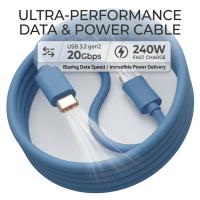 China Flexible Fast Charging Cable 20Gbps Tangle Free Charging Cable Blue For Portable Display for sale