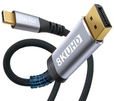 China Nylon Braided Type C To DP Cable 8K 60Hz 4K 144Hz Gaming Monitor Cable Bidirectional for sale